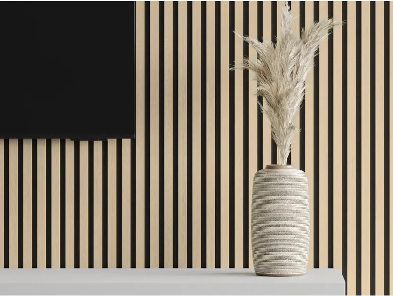 Mexen Lam-F, akustické stěnové lamely 275 × 30 cm, plstěný podklad 8 mm, technická dýha, dub pískový, S105-275307-3015-001