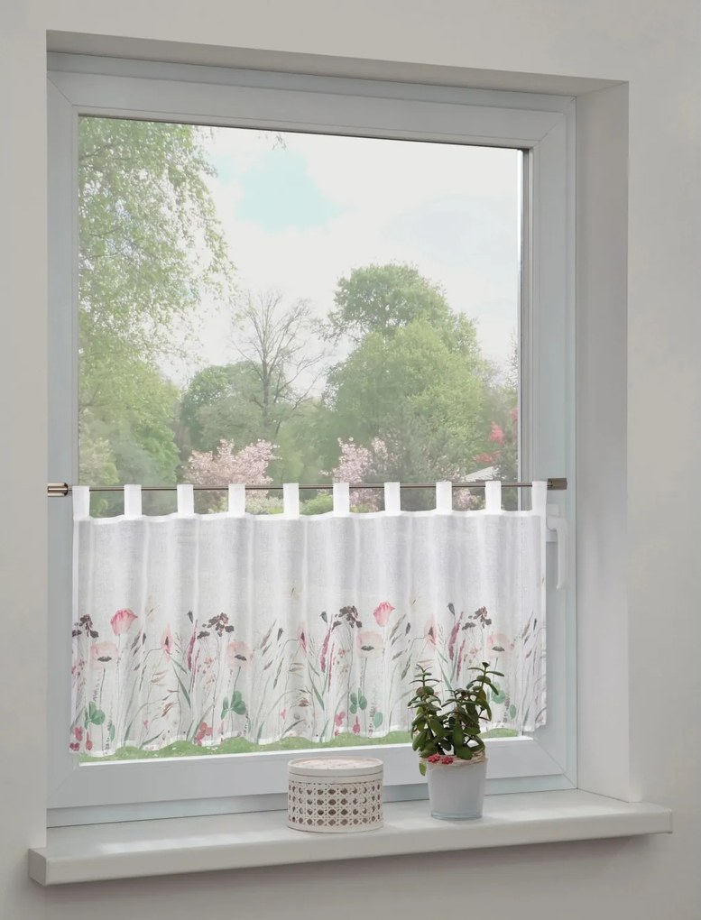 Sehlbach Vitrážová záclona s poutky, letní louka, vícebarevná, 135 x 45 cm