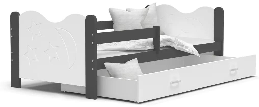 Expedo Dětská postel MICKEY P1 COLOR + matrace + rošt ZDARMA, 160x80, šedá/bílá