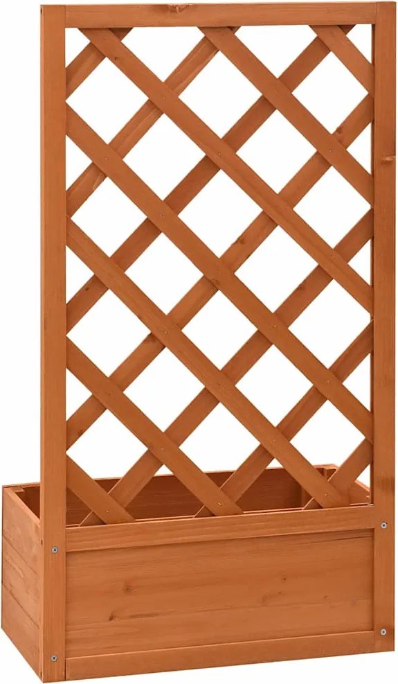 Zahradní truhlík s treláží oranžový 50x25x90 cm masivní jedle 314830