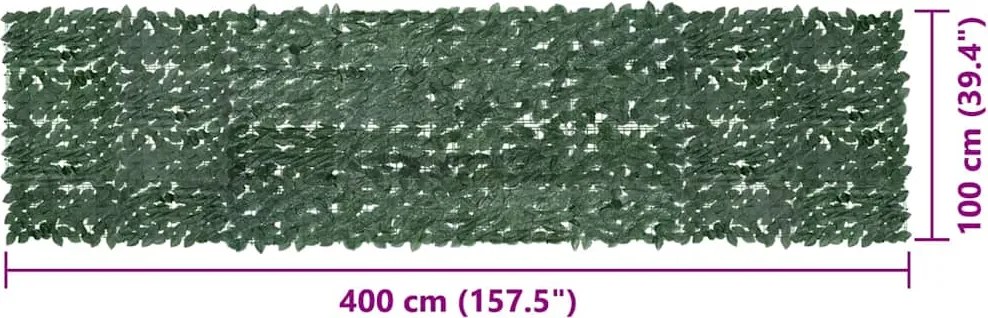 Balkónová zástěna s tmavě zelenými listy 400 x 100 cm 315488