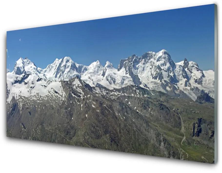 Obraz na skle Hory Sníh Krajina 120x60 cm
