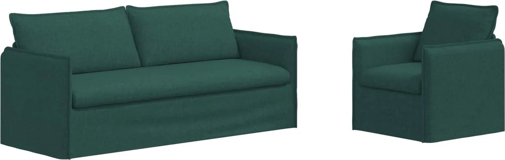 Set pohovek 2 ks Tmavě zelená Textil 3407614
