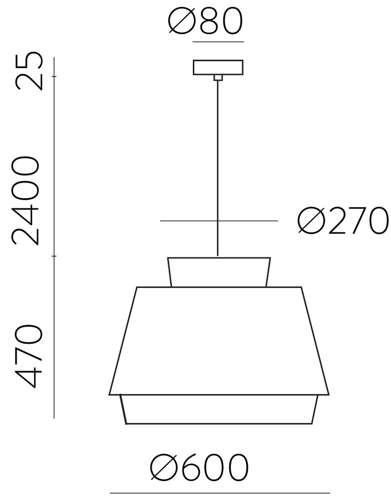 ACB Iluminacion Závěsné svítidlo ASPEN, ⌀ 60 cm, 1xE27 15W Barva: Bílá, Barva montury: Černá