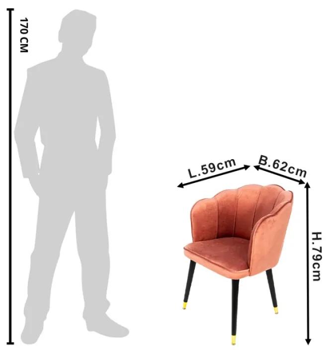 Růžová sametová jídelní židle Gerardus – 59x62x79 cm