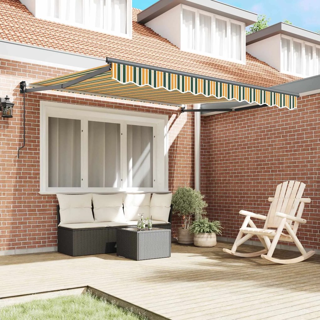 Stahovací markýza Zelená a žlutá 300 x 250 x 165 cm 3330169