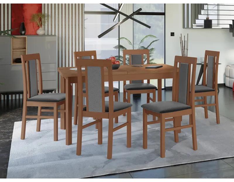 Rozkládací stůl se 6 židlemi - AL34, Barva dřeva: bílá, Potah: Hygge D20