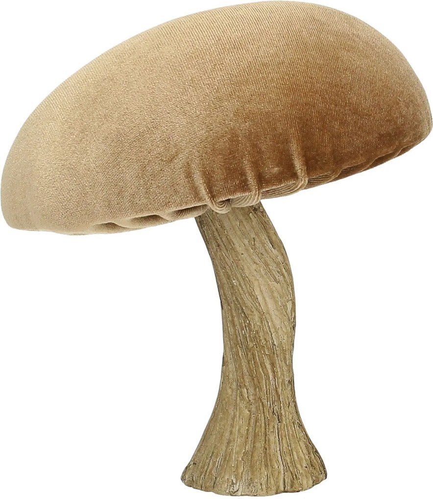 Dekorace Sametový hřib 17 cm caramel
