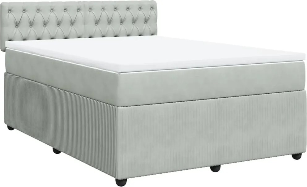 Box spring postel s matrací světle šedá 140x200 cm samet 3287764