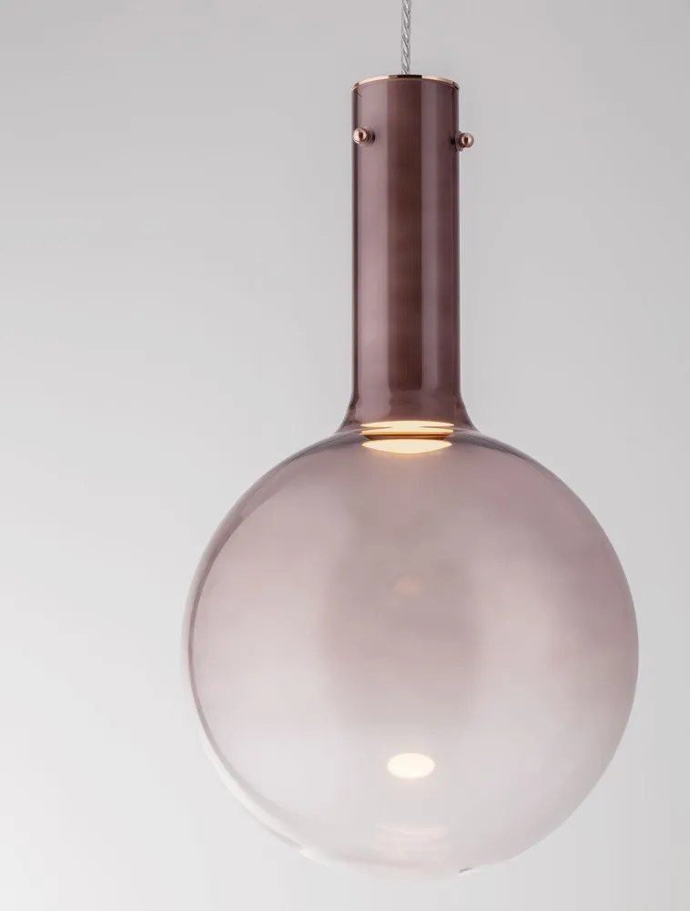 Hnědé skleněné LED stmívatelné závěsné svítidlo ø 25 cm Nostos – Nova Luce