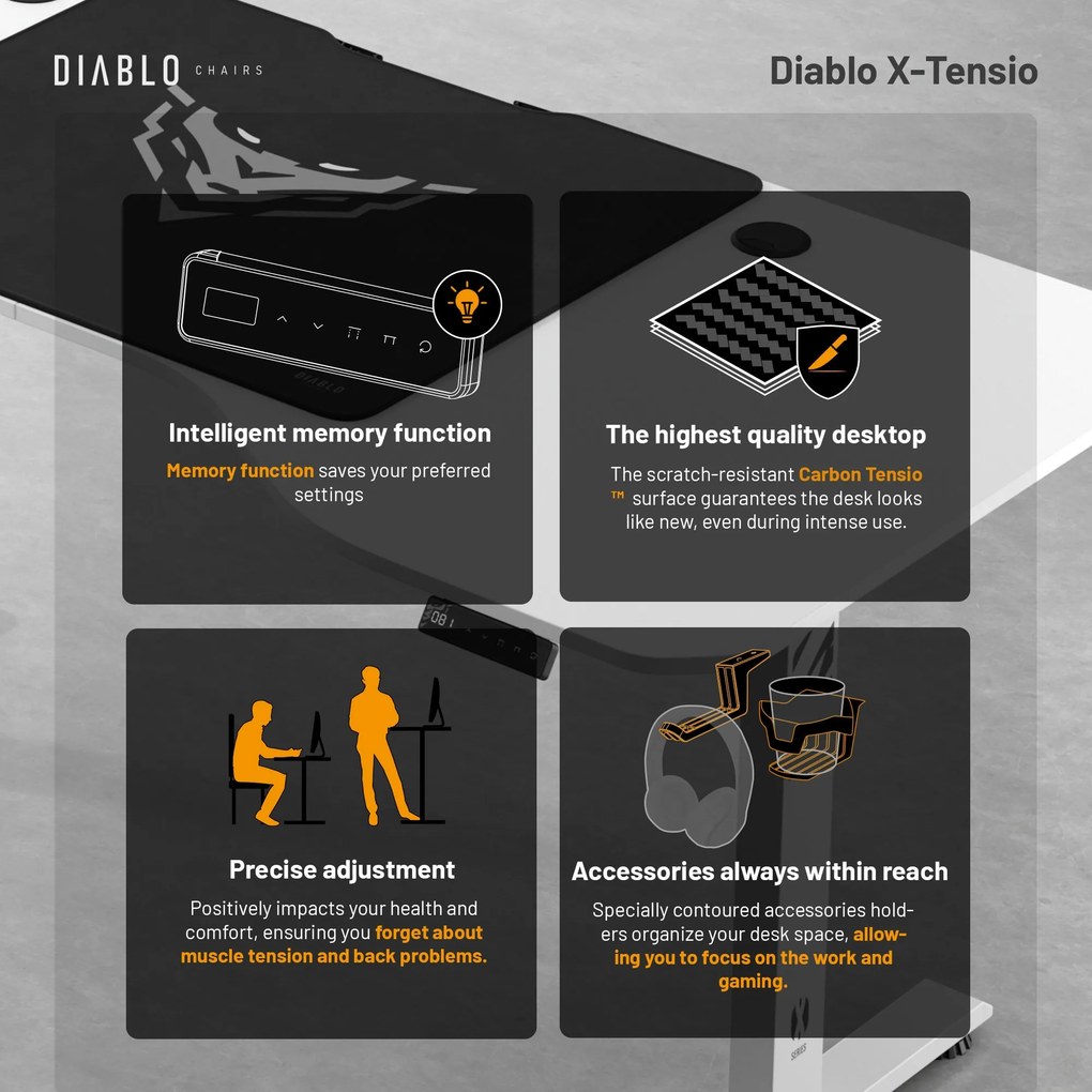 Výškově nastavitelný stůl 160 cm bílý: Diablo X-Tensio 1600