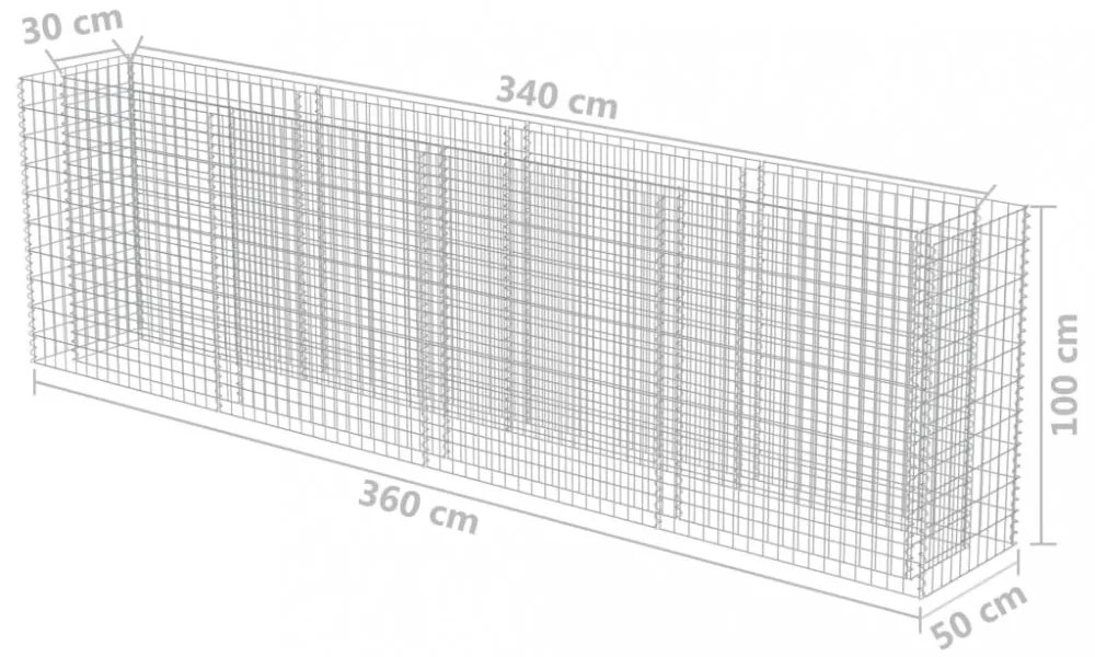 Gabionový vyvýšený záhon pozinkovaná ocel Dekorhome 450x50x100 cm