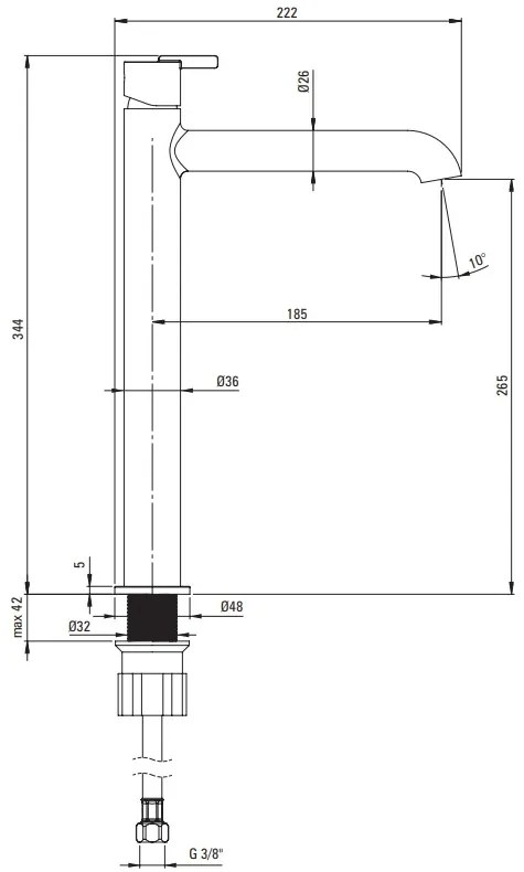 Deante Silia, vysoká umyvadlová baterie, zlatá matná, DEA-BQS_R20K