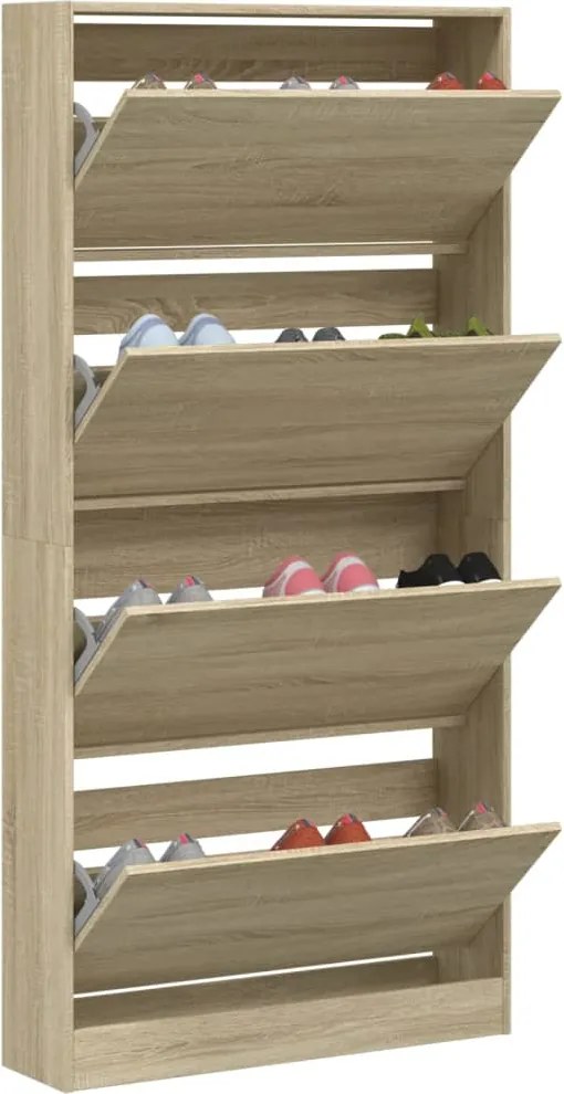 Botník se 4 výklopnými zásuvkami dub sonoma 80 x 21 x 163,5 cm 3214366