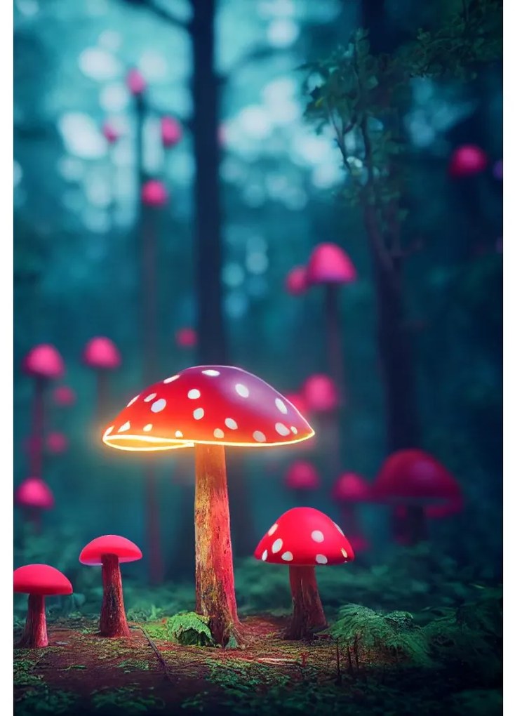 Plakát - Kouzelná neonová houba (Neon Magic Mushroom) FeelHappy.cz Velikost plakátu: A4 (21 × 29,7 cm)