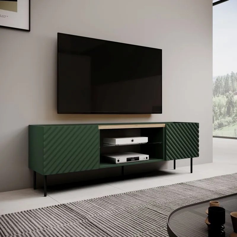 TV stolek Onda 180,5 cm zelený/dub artisan
