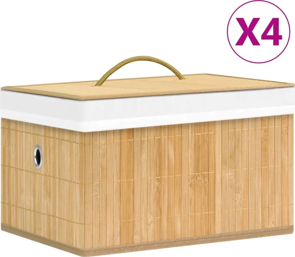 vidaXL Bambusové úložné boxy 4 ks [320769] Barva: Hnědá