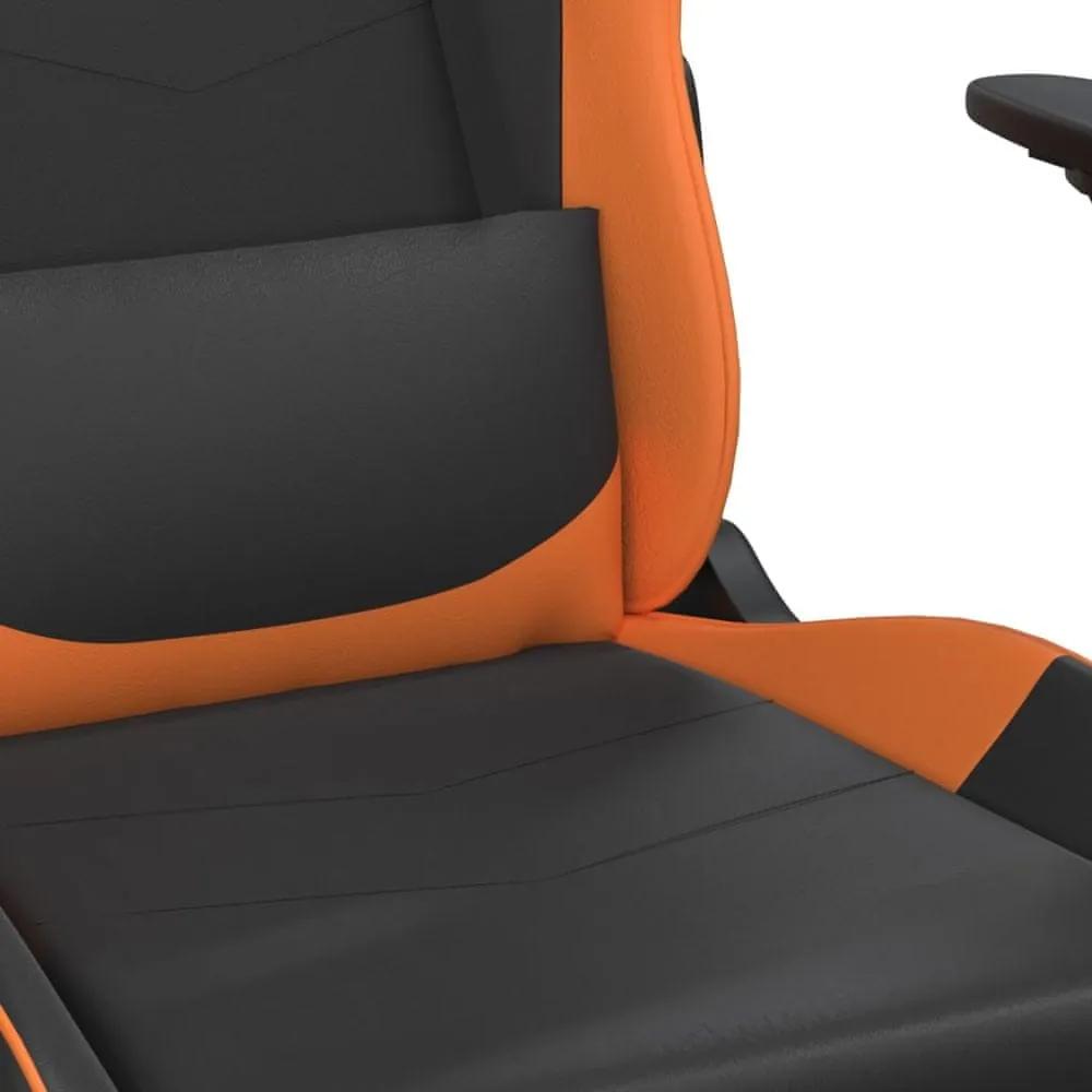 Petromila Herní židle s podnožkou černá a oranžová umělá kůže