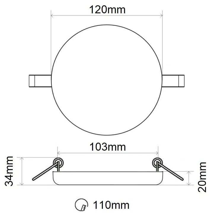 T-LED KZ18 LED panel 18W kulatý 120mm Studená bílá