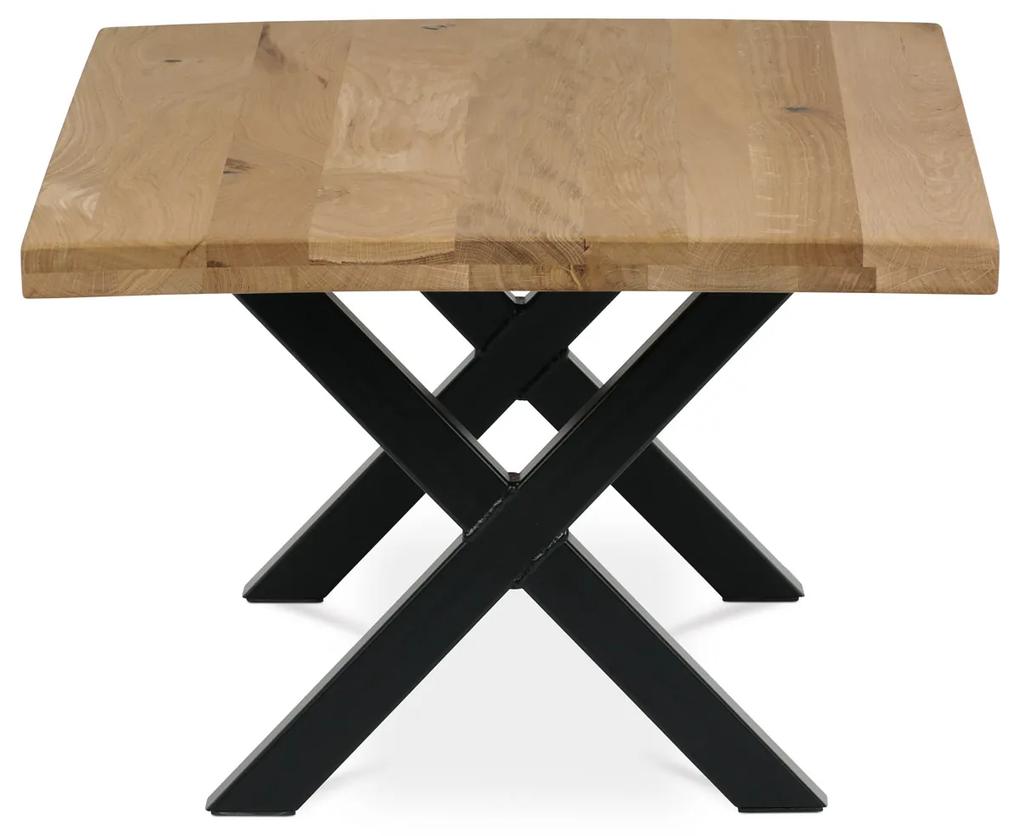 Konferenční stolek KS-F110X DUB, 110x70 cm, masiv dub, kov černý matný lak