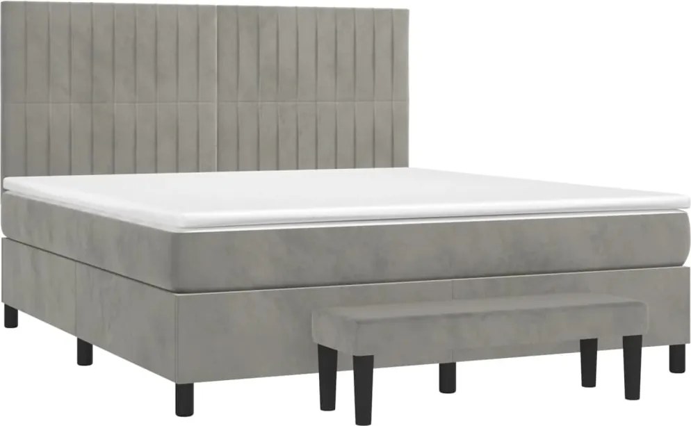 Box spring postel s matrací světle šedá 180x200 cm samet 3137977