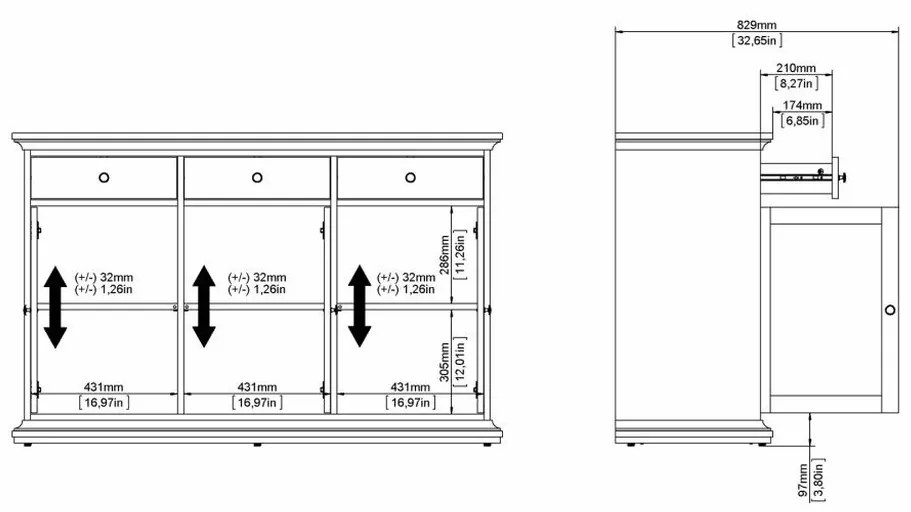 Komoda Provence IV, bílá