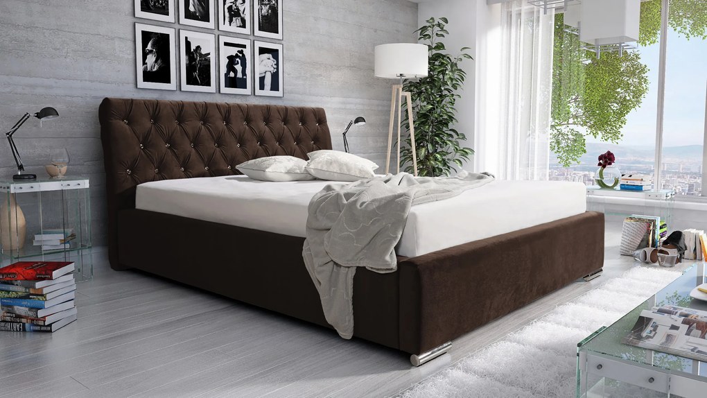 Eka Čalouněná postel LUXURIOUS 90x200 cm Barva látky Trinity: Světle modrá (Trinity 2322), Úložný prostor: S kovovým rámem úložného prostoru