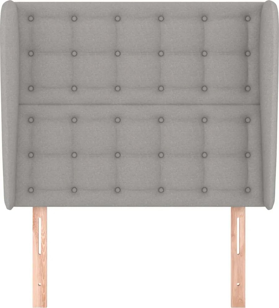 Čelo postele typu ušák světle šedé 93 x 23 x 118/128 cm textil 3118372