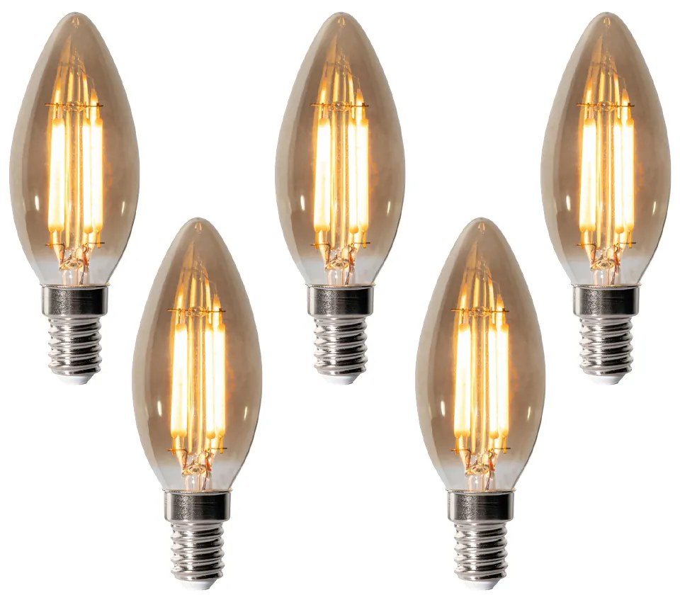 Sada 5 stmívatelných LED žárovek E14 B35 kouřová 4W 300 lm 2200K