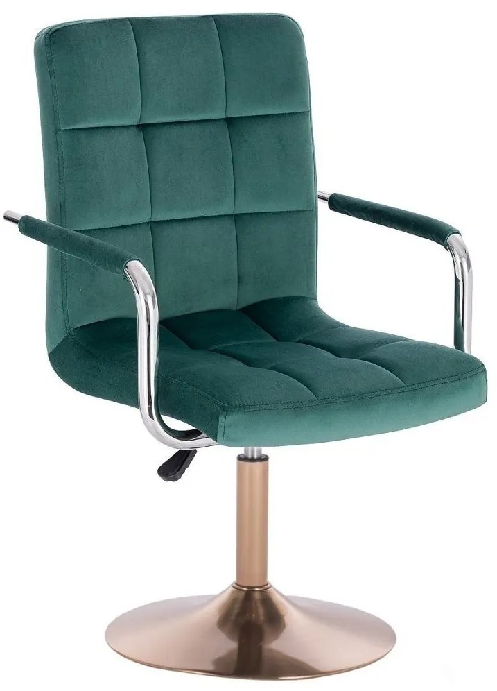 LuxuryForm DESIGN Otočná židle VERONA VELUR na zlatém talíři - zelená