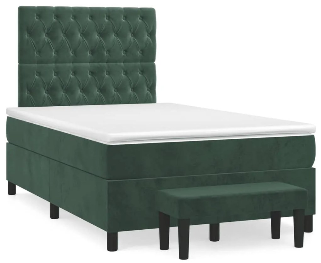 Box spring postel s matrací tmavě zelená 120x190 cm samet 3270490