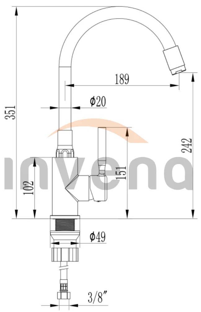 Invena, podomítková bidetová baterie, chromová lesklá, BP-00-B01-L