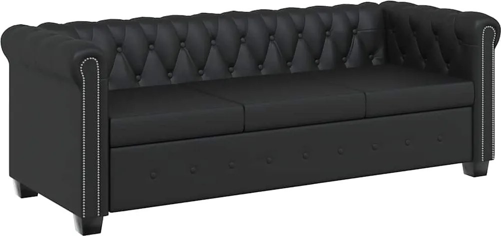 Chesterfield 2místná a 3místná sedačka umělá kůže černá 272249