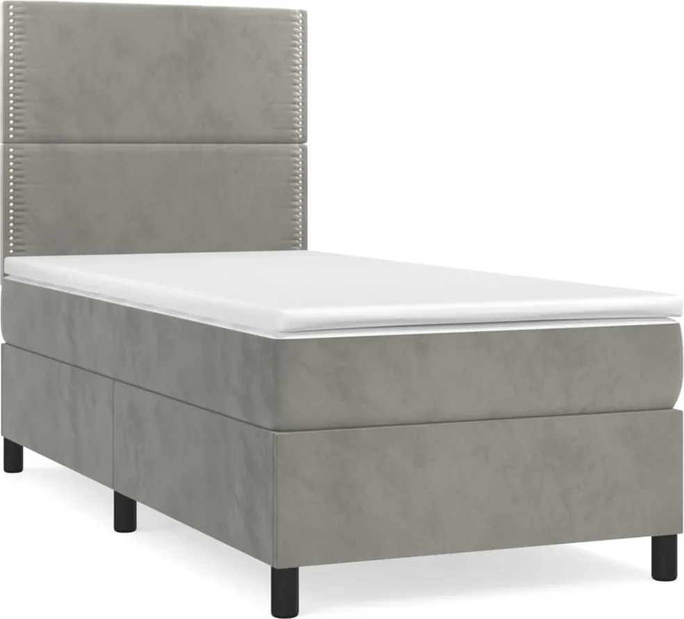 vidaXL Box spring postel s matrací 90x200 cm samet [3142941] Barva: Tmavě šedá