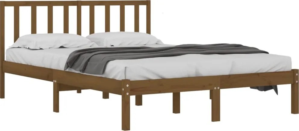 vidaXL Rám postele masivní borovice 135 x 190 cm Double [3105049] Barva: Přírodní