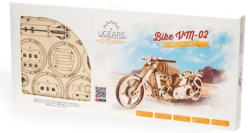 Ugears 3D dřevěné mechanické puzzle VM-02 Motorka (chopper)