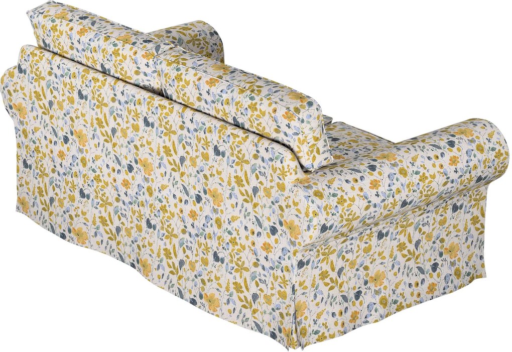 Potah na pohovku IKEA Ektorp 2-místná, rozkládací, STARÝ MODEL barva žlutá látka pletený vzor, vzorované