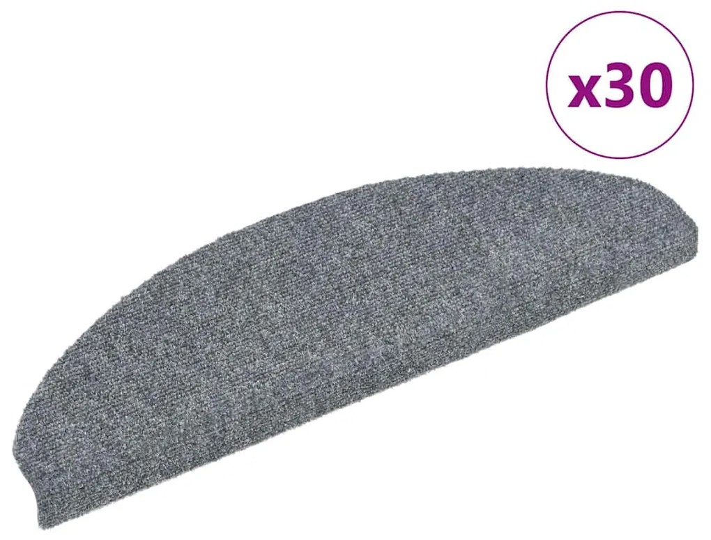 Schodové rohože samolepicí 30 ks 65 x 21 x 4 cm světle šedé, půlkulaté, velké 3365658