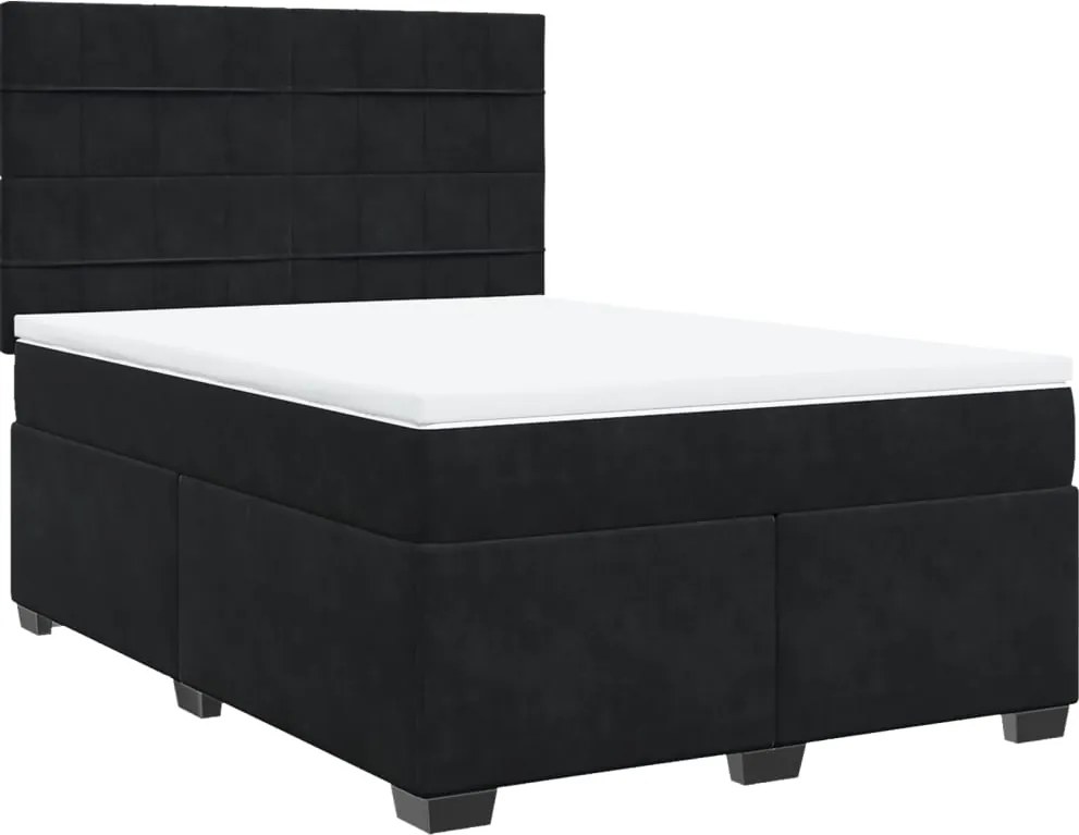 Box spring postel s matrací černá 160x200 cm samet 3290956