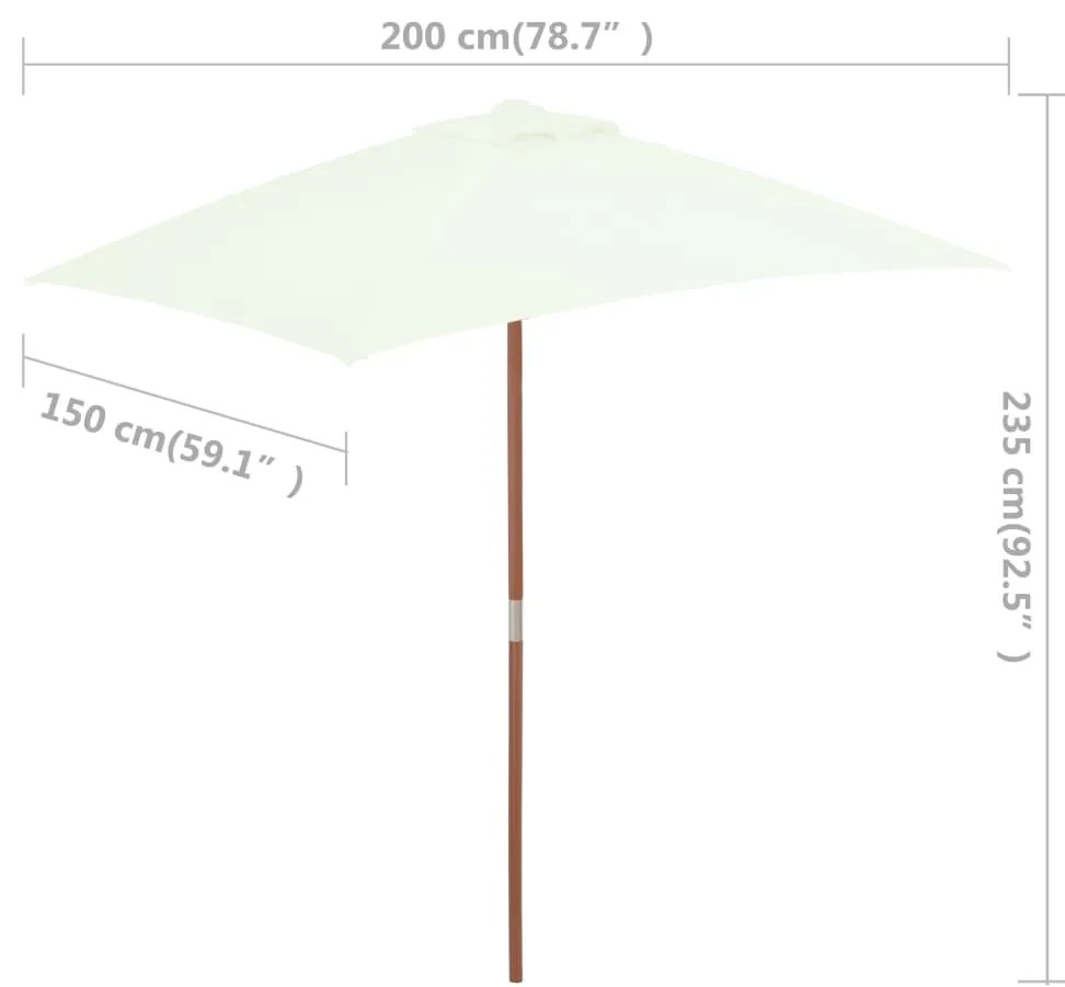 Zahradní slunečník s dřevěnou tyčí 150 x 200 cm pískový - Default Title
