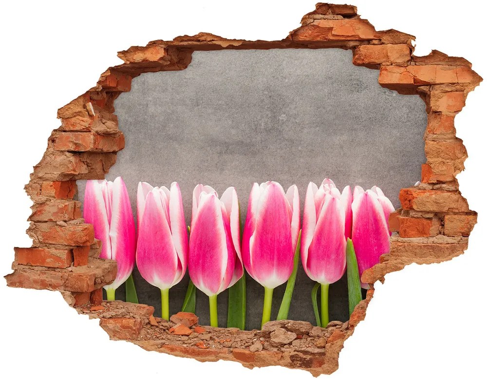 Wallmuralia Samolepící nálepka na zeď Růžové tulipány 90x70 cm