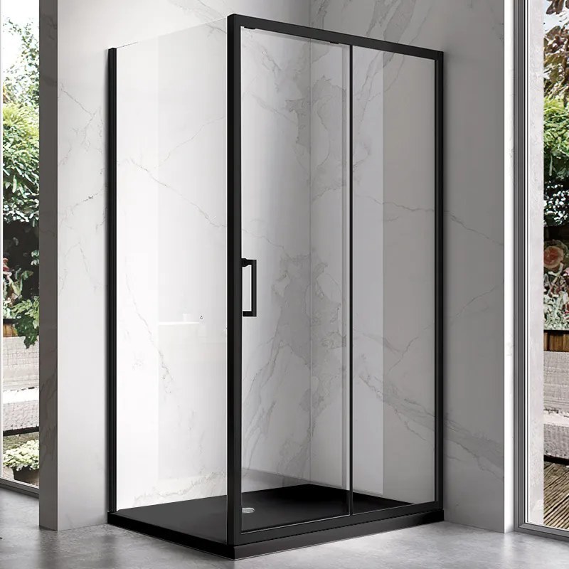 BPS-koupelny Obdélníkový sprchový kout KZ104B BL 110x90 černý/transparent + vanička ST04B BL černá