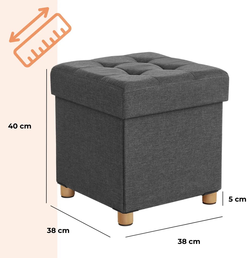 Taburet s úložným prostorem na nožičkách OTO, 38x38x40cm, antracitová Jurhan