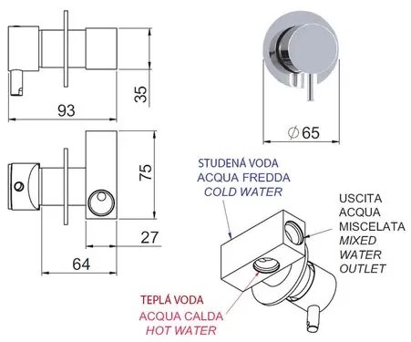 Sapho Rhapsody Podomítková baterie pro bidetové spršky, 1 výstup, chrom 5540