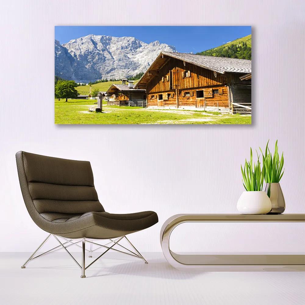 akrylový obraz Dům Hora Krajina 120x60 cm
