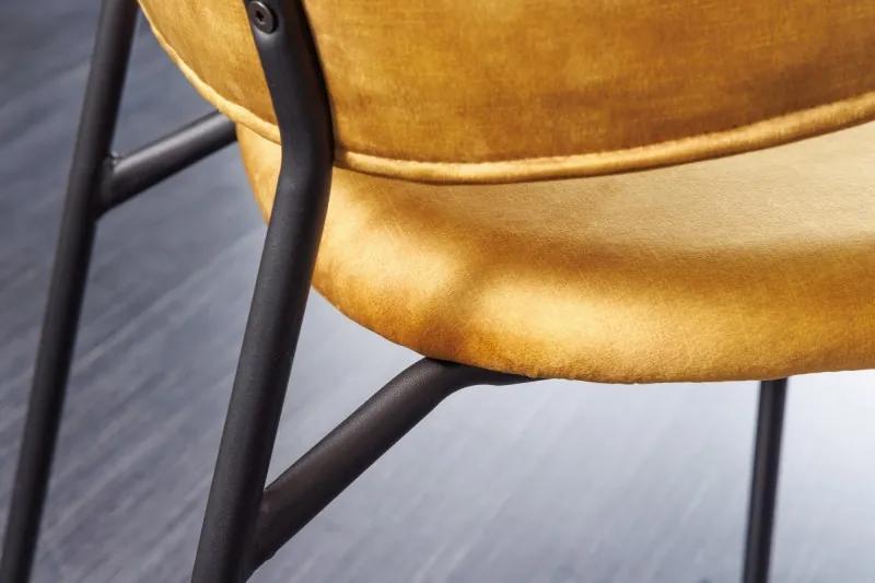 Židle Tracy sametově hořčicová žlutá černá/ 43153