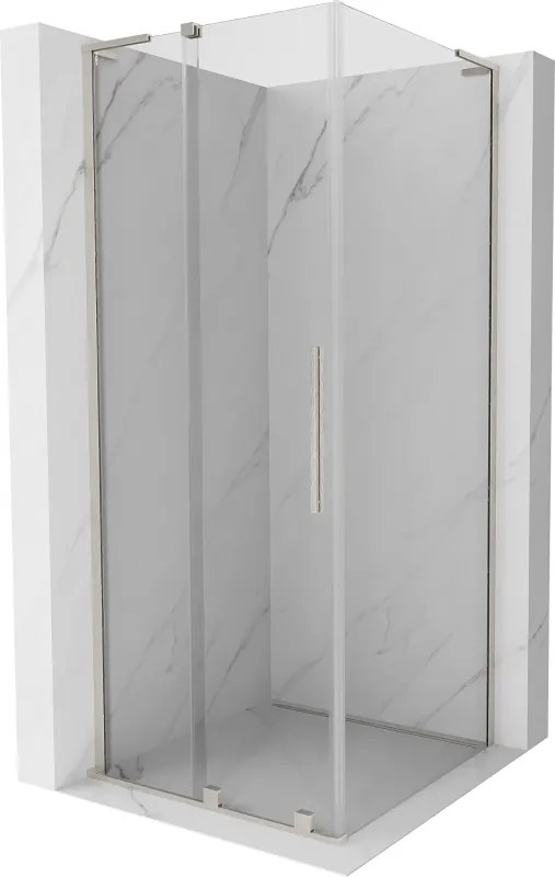 Mexen Velar L, sprchový kout s posuvnými dveřmi 110 x 110 cm, 8mm čiré sklo, broušená ocel, 871-110-110-03-97