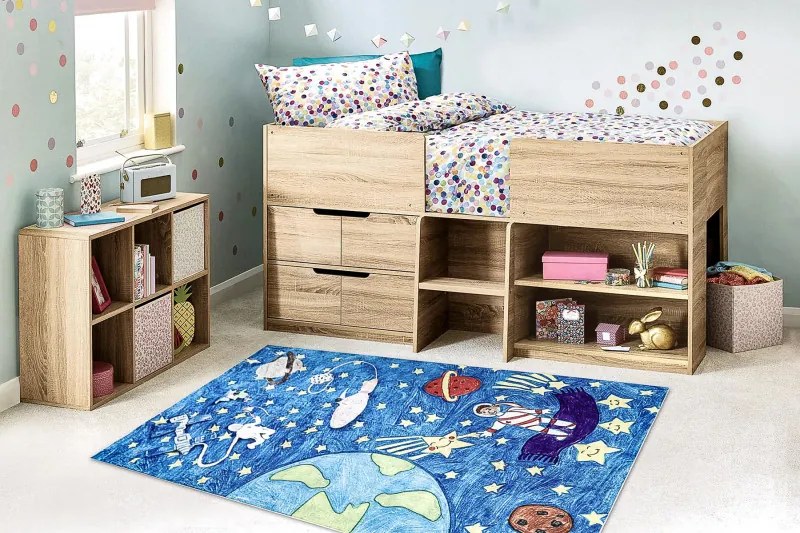 Dywany Łuszczów, Dětský kusový koberec Bambino 2265 Rocket Space blue, 120x170, modrá, dětský pokoj