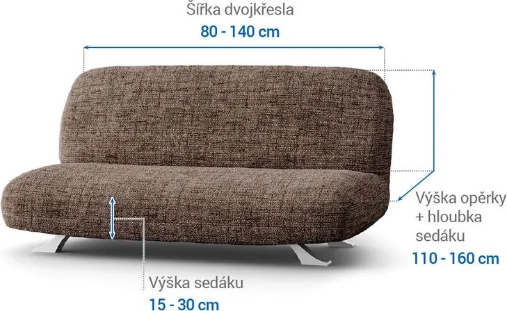 Bielastické potahy VITTORIA hnědá dvojkřeslo s dřevěnými rukojeťmi (š. 80 -140 cm)