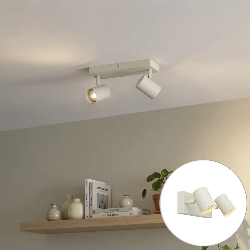 Moderní stropní bodové svítidlo béžové 2-světla nastavitelné - Jeana